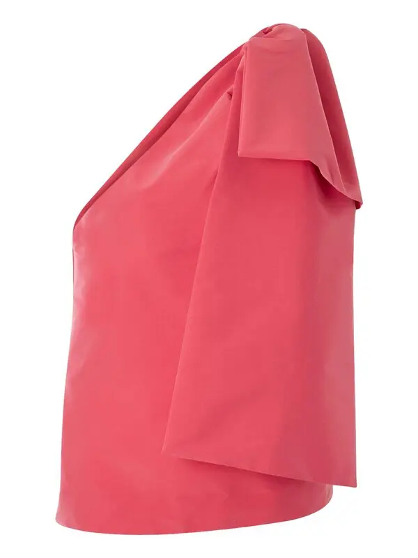 Bernadette Winnie One-shoulder Bow Detailed Taffeta Top - Pink