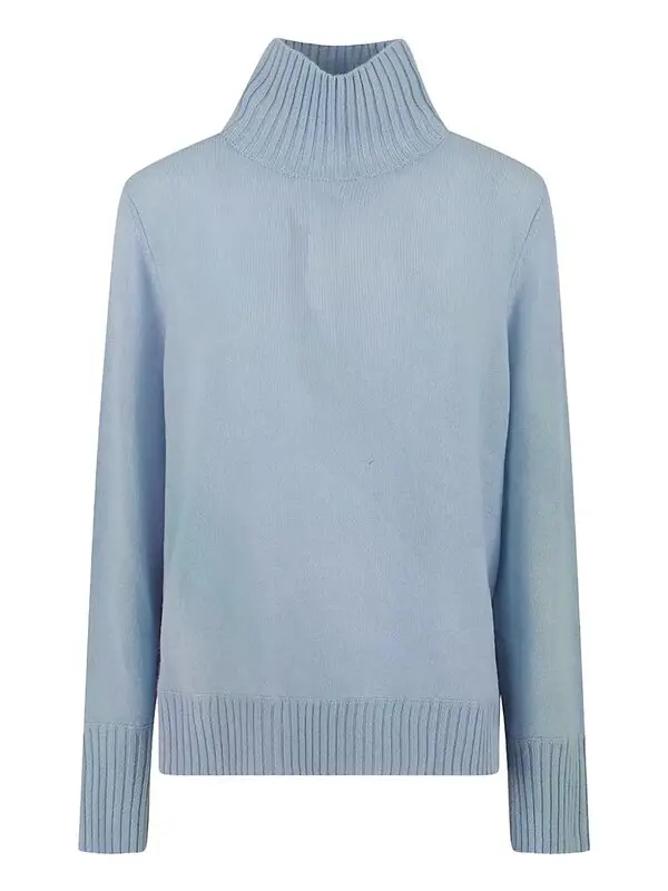 ALLUDE High-neck Ribbed Knit Pullover - Blue