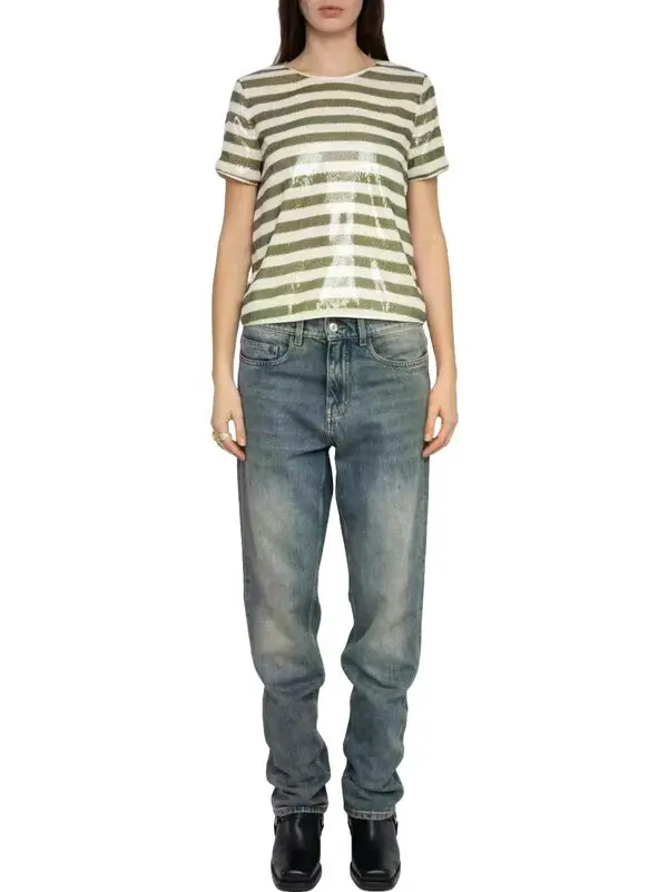 Zadig&Voltaire Tchao Sequin Stripe T-shirt - Green