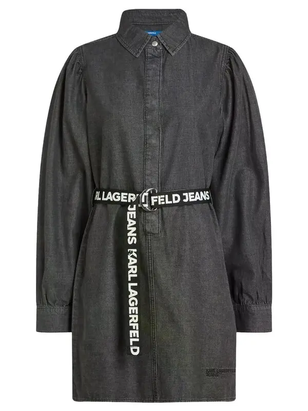 Karl Lagerfeld Belted Denim Dress - Grey