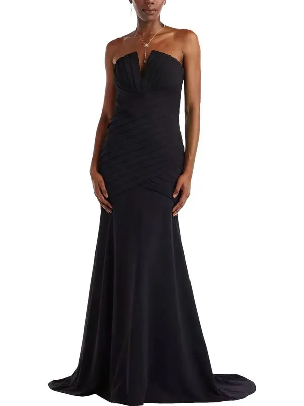 Tadashi Shoji Strapless Pleated Maxi Dress - Black