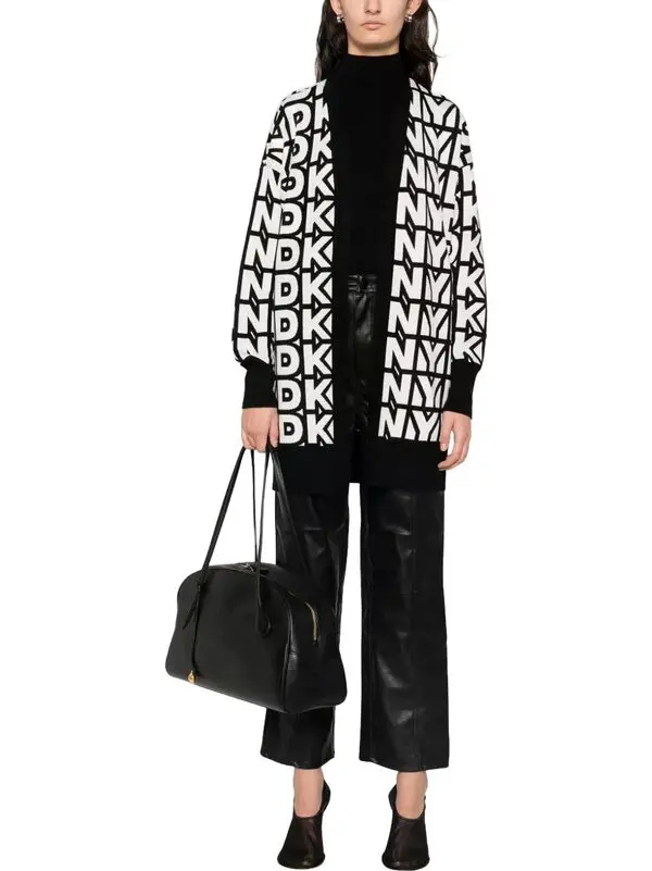 Dkny Logo Pattern Cardigan - Black