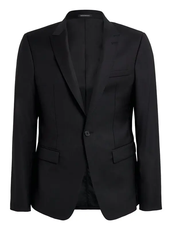 Emporio Armani Wool Single-breasted Blazer - Black