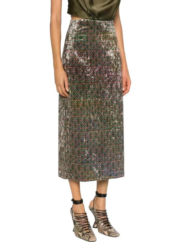 PIERRE-LOUIS MASCIA All-over Pattern Straight Hem Skirt - Brown