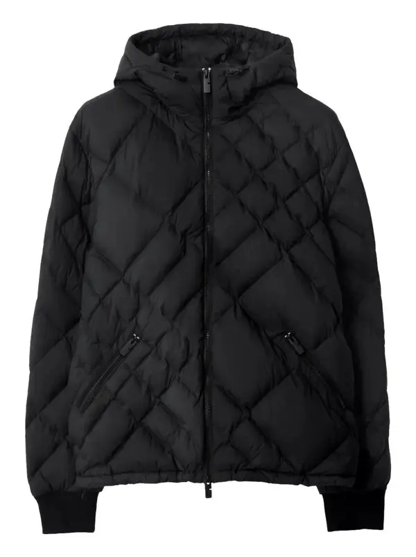 Burberry Check-stitch Nylon Doversgreen Puffer Jacket - Black