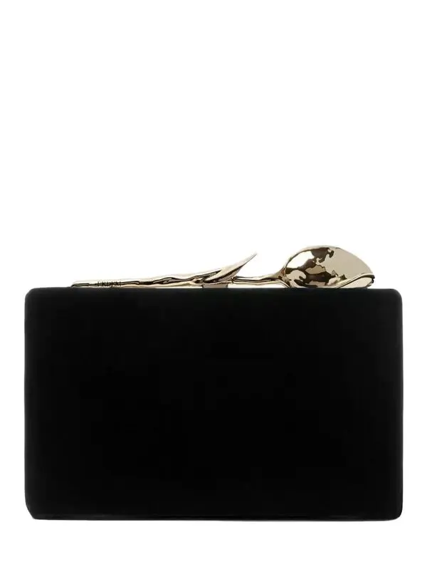 Erdem Embellished Velvet Clutch Bag With Rose Detail - Black