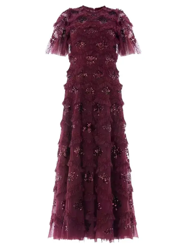 NEEDLE & THREAD Daisy Ruffled Midi Dress - Red