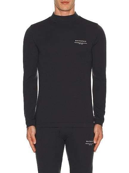 WHITESPACE Merino Mock Neck Baselayer T-shirt - Phantom
