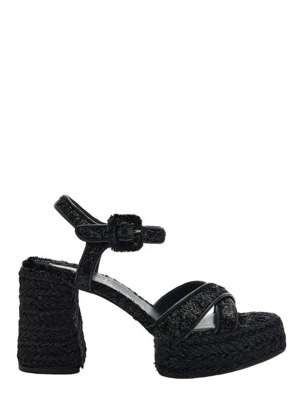 CHRISTIAN LOUBOUTIN Calakala 85mm Raffia Espadrille Sandals - Black