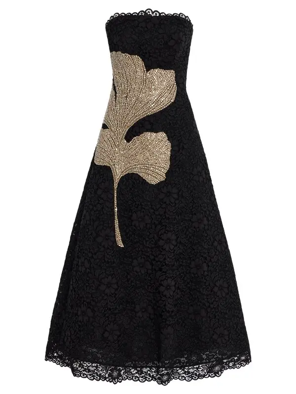 Costarellos Hallis Crystal-embellished Lace Midi Dress - Black