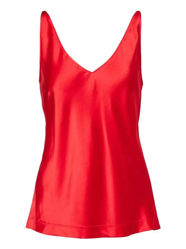 Dorothee Schumacher Sense Of Shine Silk-blend Satin Camisole - Red