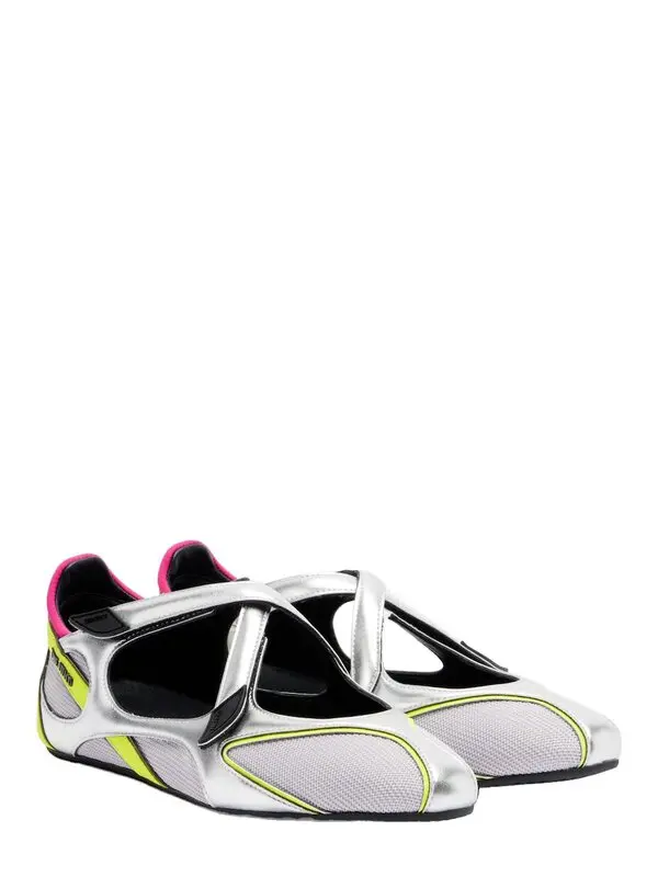 Attico Floor01 Metallic Ballet Flats In Holographic - Silver
