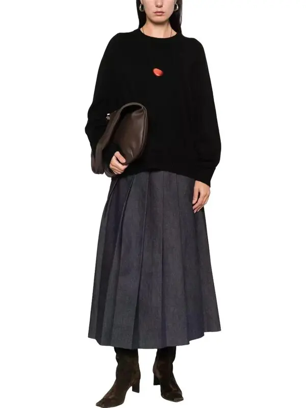 Soft Goat Boyfriend" Crew-neck Knitwear - Black
