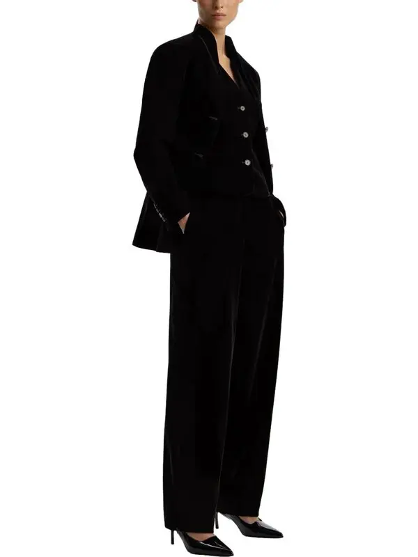 12 STOREEZ Velvet Straight-leg Trousers - Black