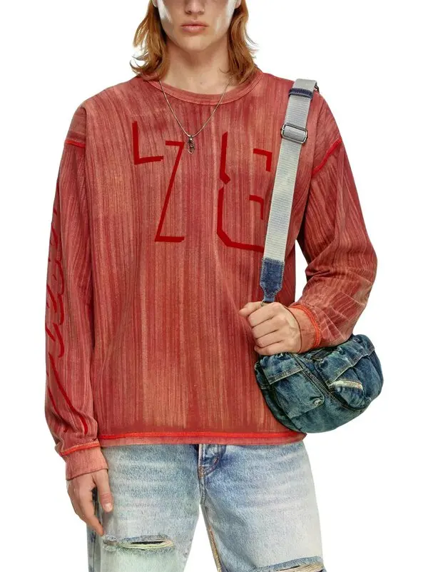 DIESEL® Graphic-print Cotton Jumper - Red