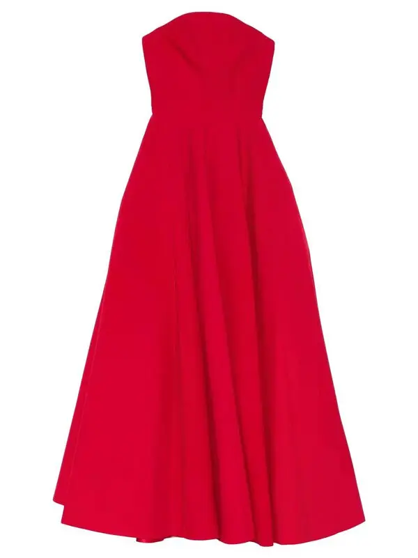 Solace London Strapless Maxi Dress With Flared Skirt - Red
