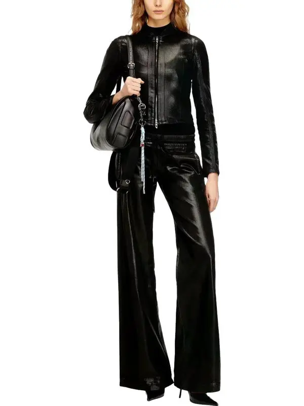 DIESEL® Coated Cotton Blend Cropped Jacket - Black