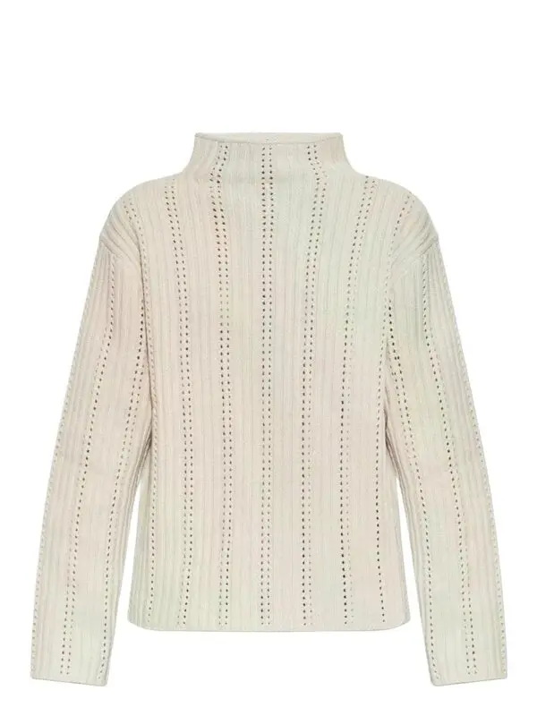 SAMSOE SAMSOE Openwork Design Turtleneck Sweater - Neutrals