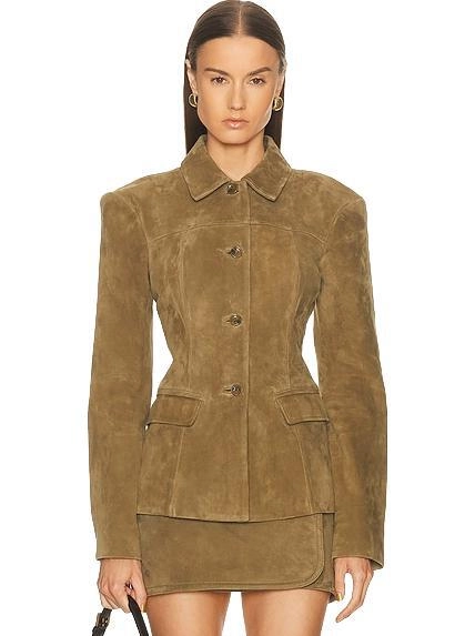 EAVES Suede Cinched Jacket - Toffee