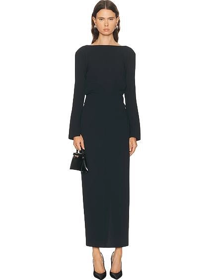 EAVES Norna Polished Crepe Maxi Dress - Black
