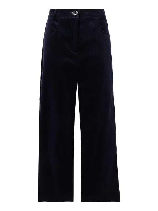 VIOLANTE NESSI Rufino Cotton-corduroy Straight-leg Trousers - Blue