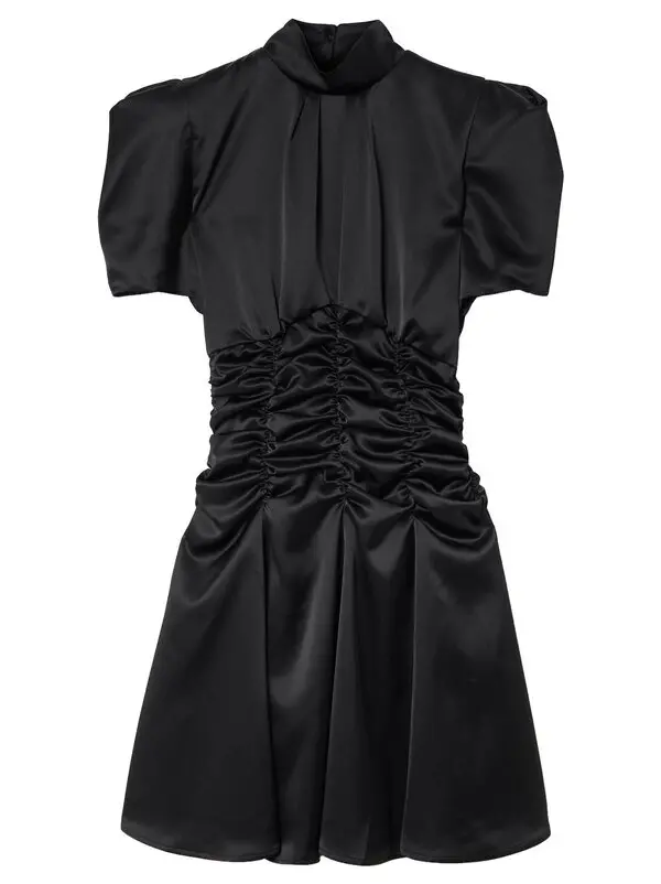VIOLANTE NESSI Balthus Ruched Satin Mini Dress - Black