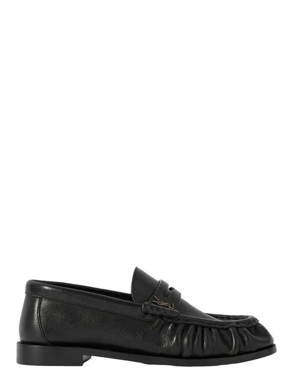 Saint Laurent Le Loafer Logo-embellished Leather Loafers - Black