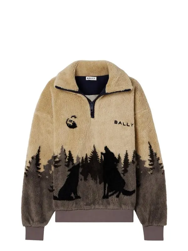 Bally Printed Fleece Half-zip Jacket - Neutrals