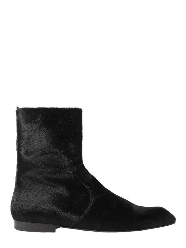 Khaite Calf Hair Ankle Boots - Black