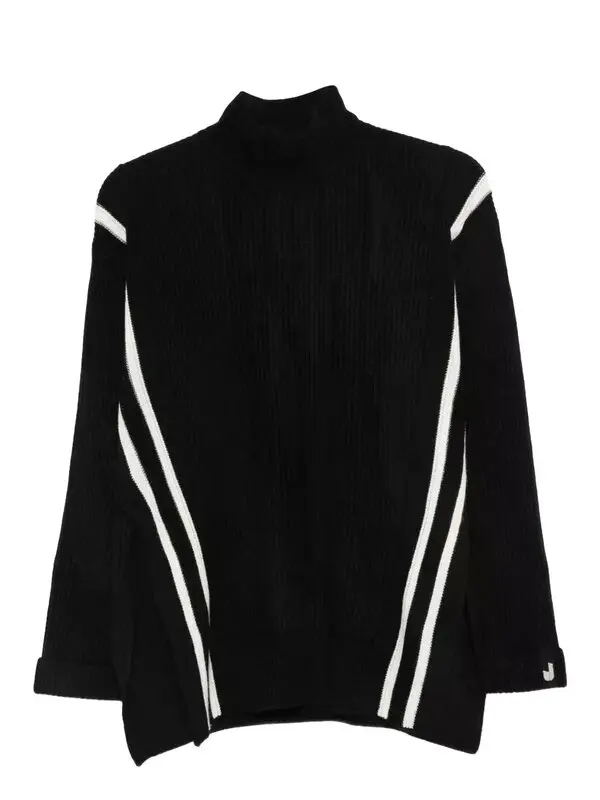 Iceberg Ribbed Knit Turtleneck With Contrast Stripe Detail - Black