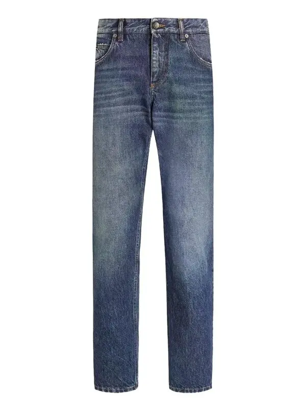 Dolce & Gabbana Logo Plaque Five Pocket Jeans - Blue