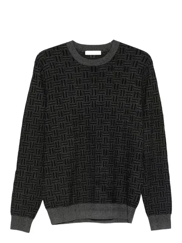 DIKTAT Crew Neck Sweater With Rectangle Pattern - Black