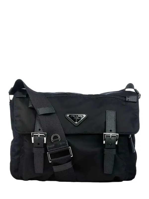 Prada Buckle Strap Cross Body Bag - Black