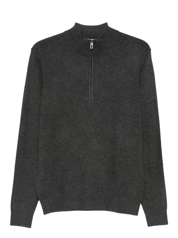 DIKTAT Mock Neck Half-zip Sweater - Grey