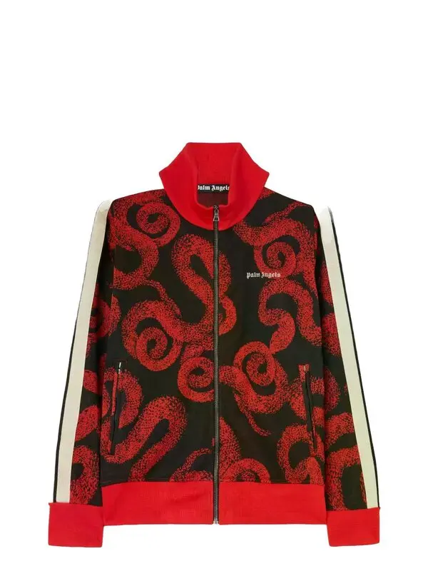 Palm Angels Snake-print Zip-up Sweatshirt - Red