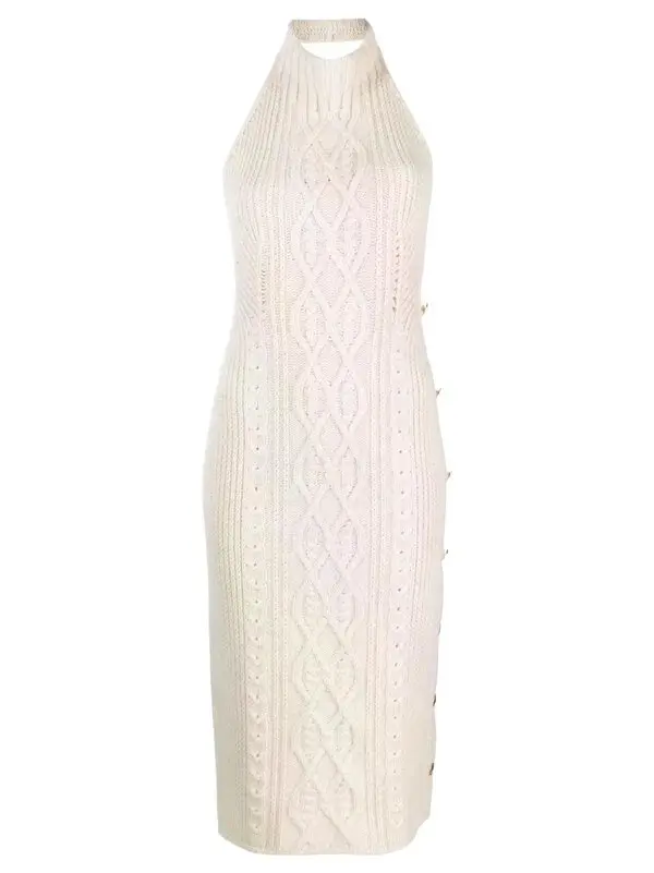 Palm Angels Open-back Knitted Midi Dress - Neutrals