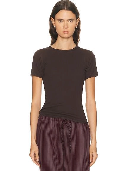 LESET Pointelle Slim Fit Tee - Choco