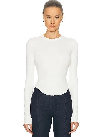 GRLFRND Scoop Hem Long Sleeve Tee - Bone