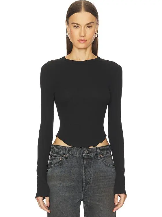 GRLFRND Scoop Hem Long Sleeve Tee - Black