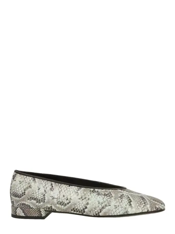 Giorgio Armani Python Print Square Toe Ballet Flats - Neutrals