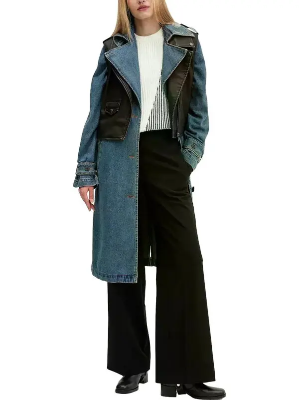 Desigual Belted Trench Coat With Notched Lapels - Blue