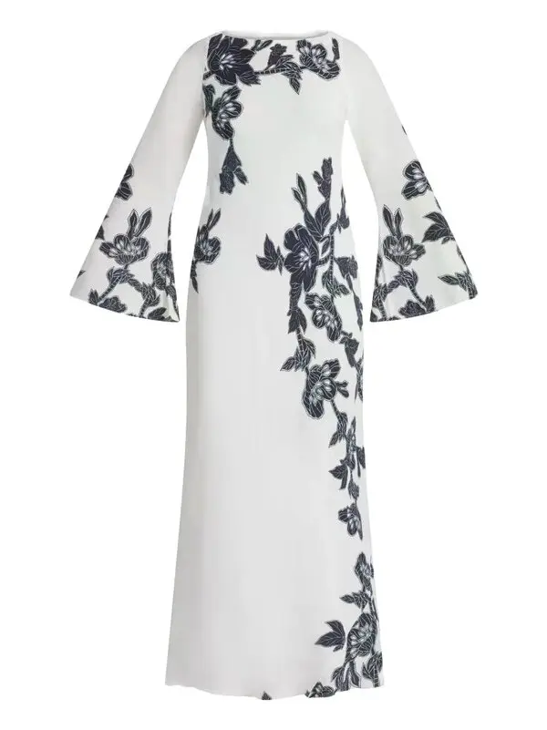 Hemant & Nandita Aahi Bell-sleeve Floral Maxi Dress - White