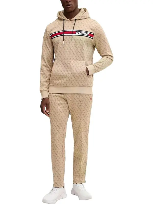 Guess Monogram-pattern Drawstring Hoodie - Neutrals