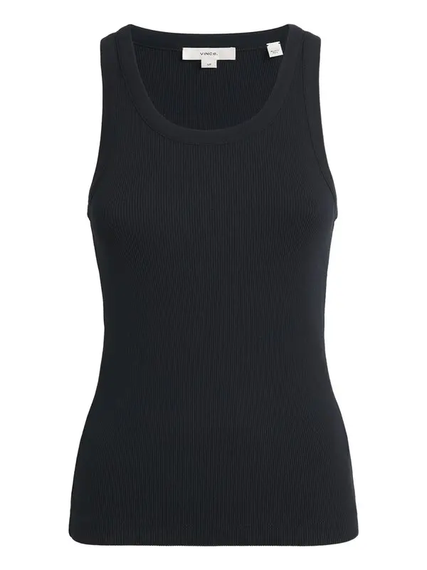 Vince Ribbed Tank Top - Black