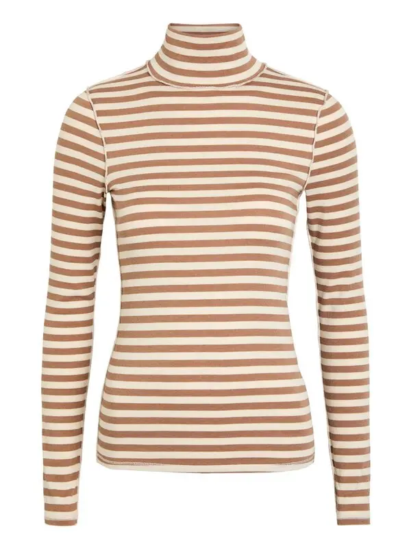 Free People Striped Turtleneck Jersey Top - Multicoloured