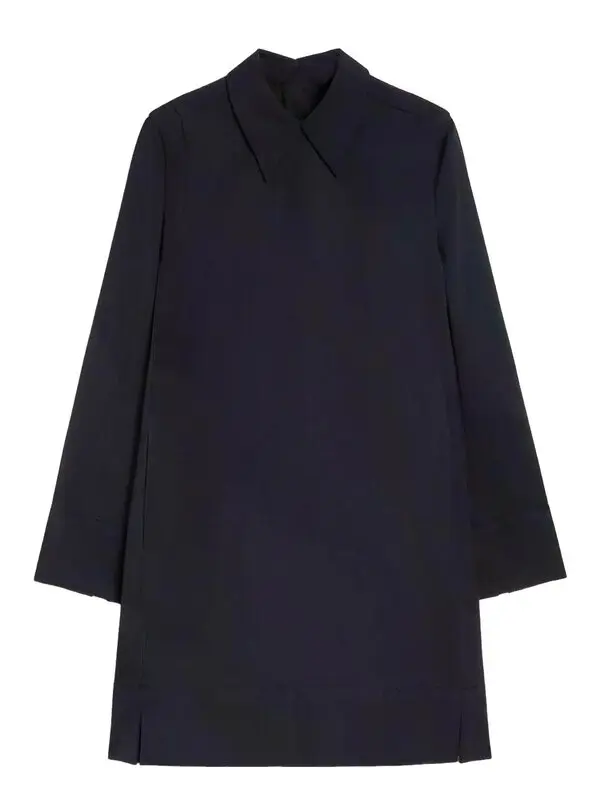 JIL SANDER Wool Gabardine Shirt Dress - Blue