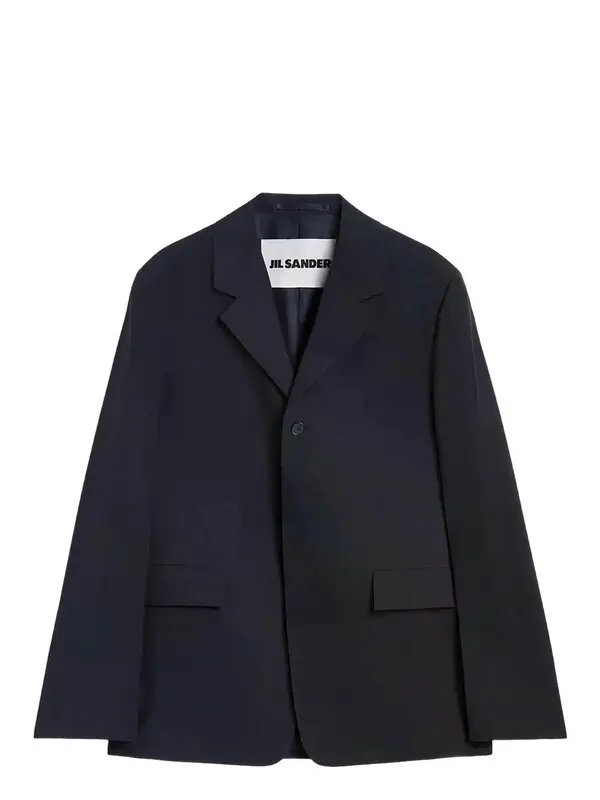 JIL SANDER Wool Poplin Tailored Jacket - Blue