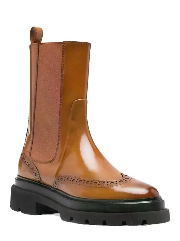Santoni Leather Chelsea Boots - Brown