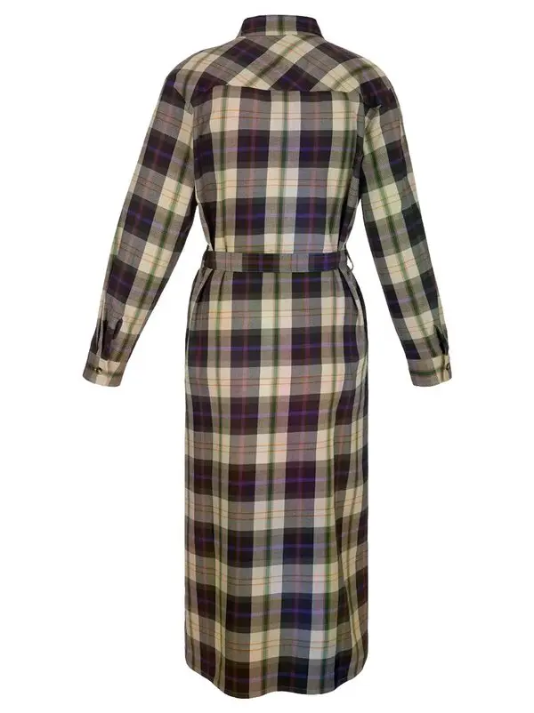 A.p.c. Plaid-check Belted Midi Dress - Neutrals