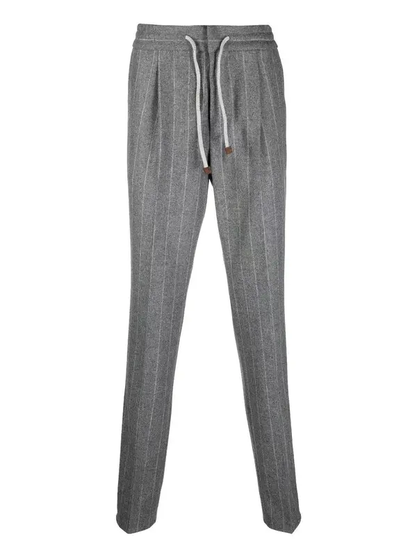 Brunello Cucinelli Stripe-pattern Straight Trousers - Grey